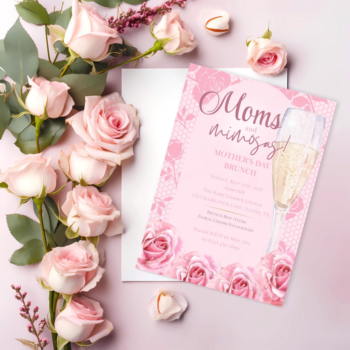 Editable Moms and Mimosas Brunch Invitation | Mother’s Day Brunch ...