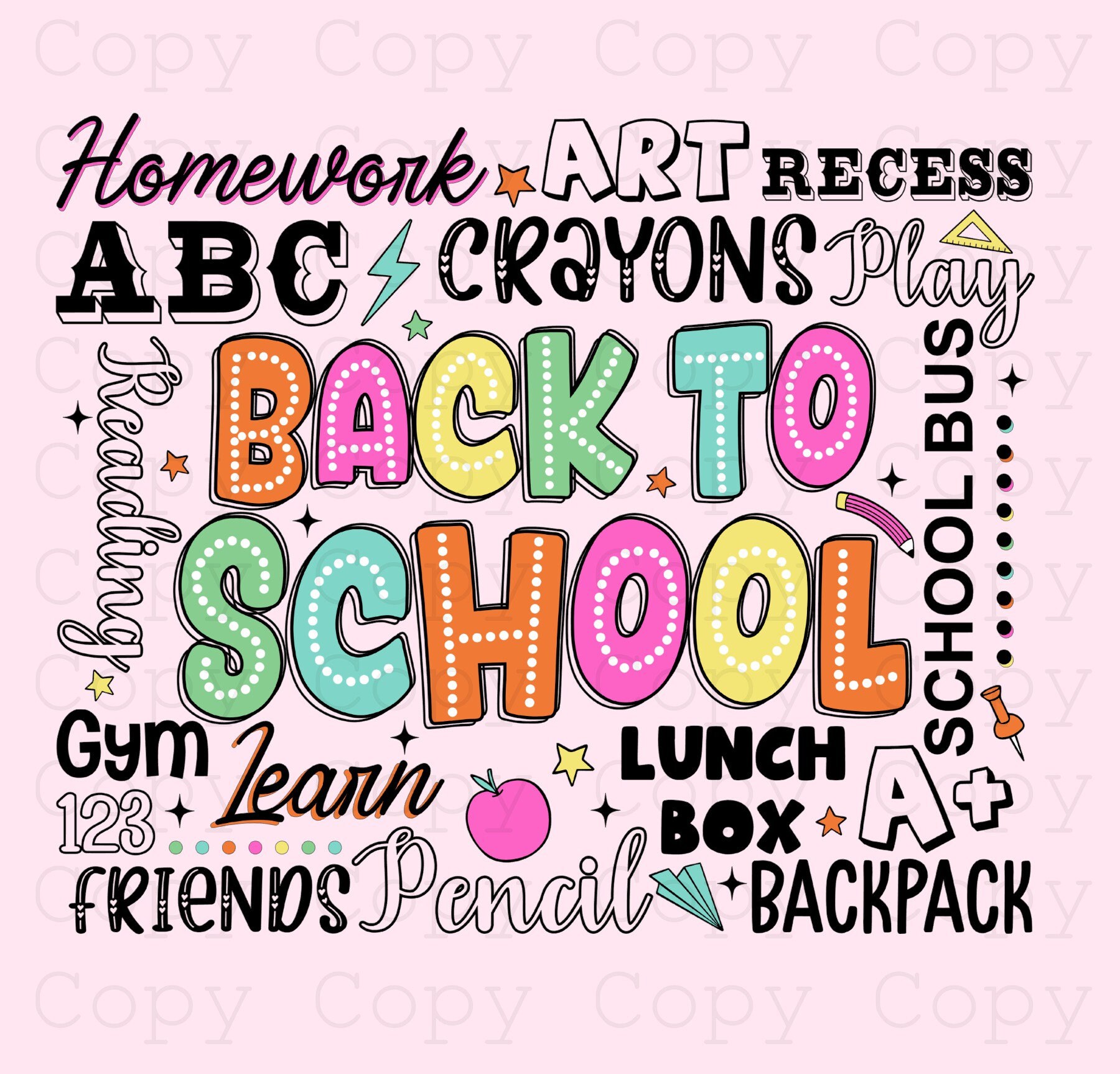 PNG Back to School, Crayons, Homework, Sublimation - Etsy