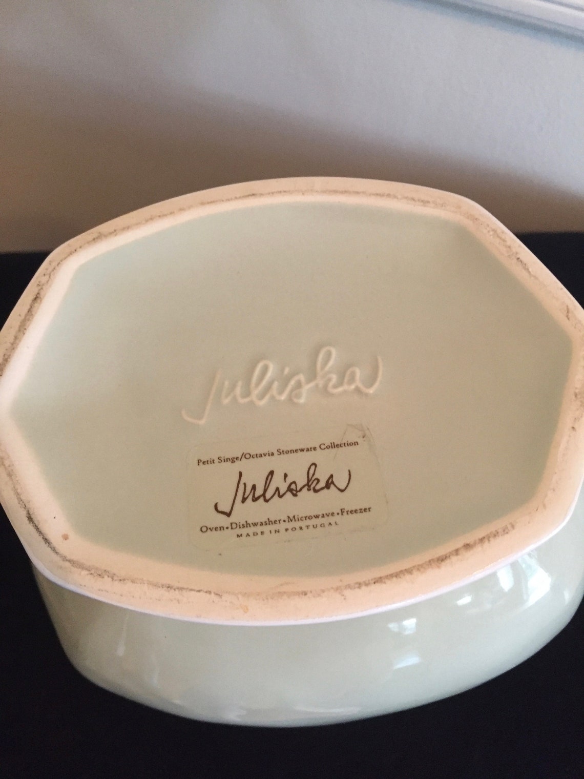 Large Vintage Juliska Octavia Pitcher in Cucumber With White Trim ...