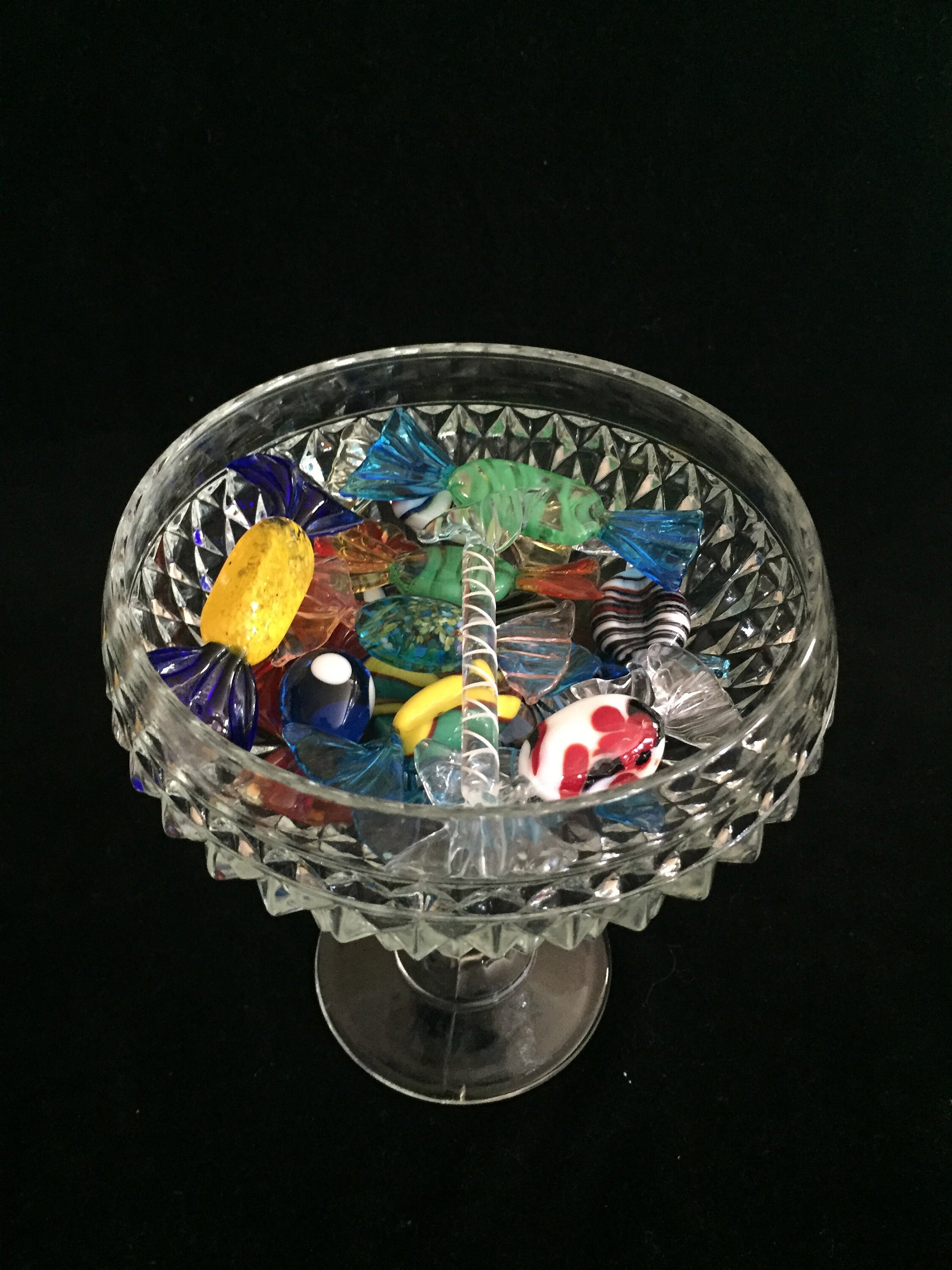 Murano Glass Candies in Cut Glass Candy Dish - Etsy