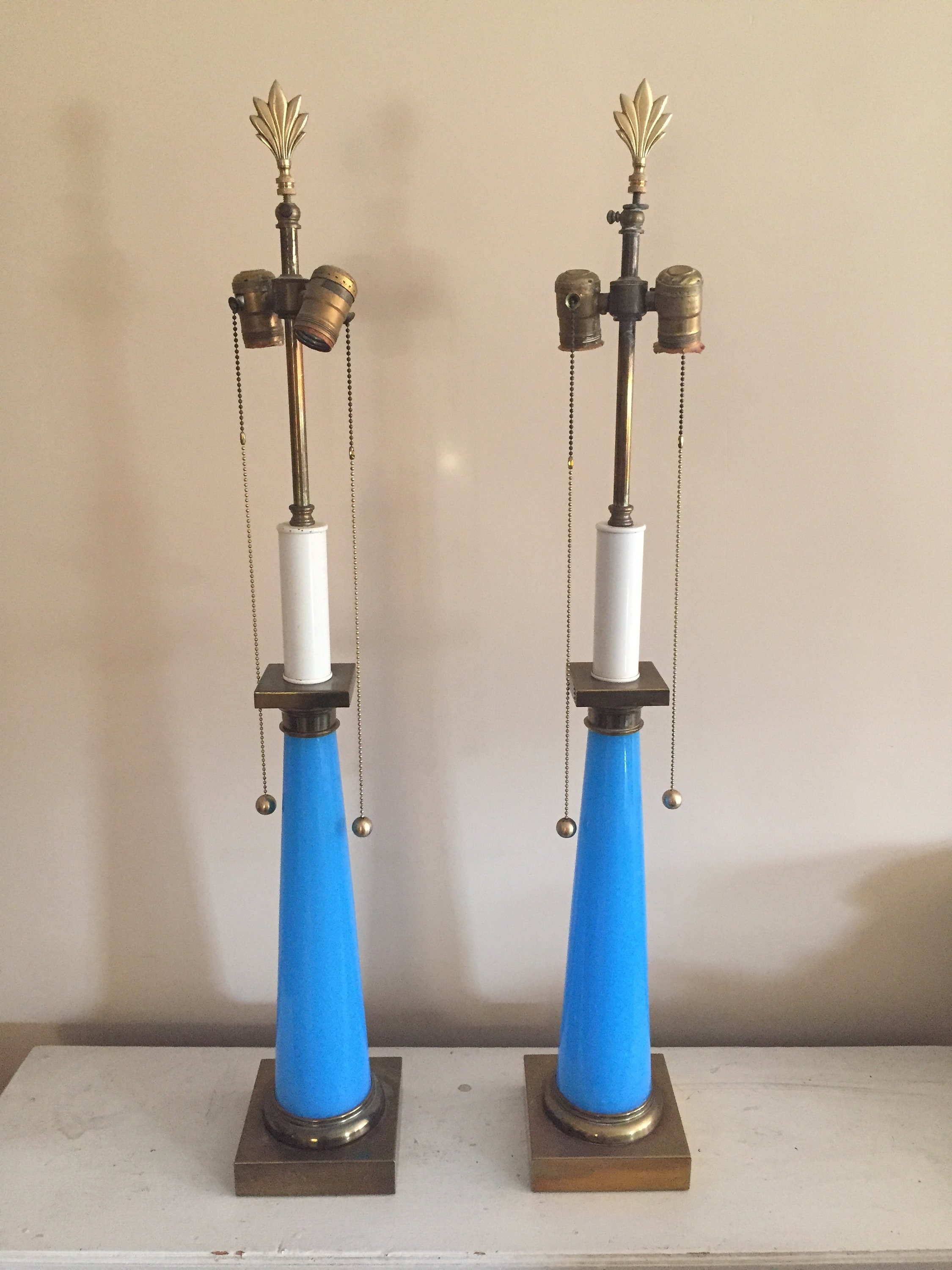 Monumental Antique French Blue Opaline Table Lamps - Etsy