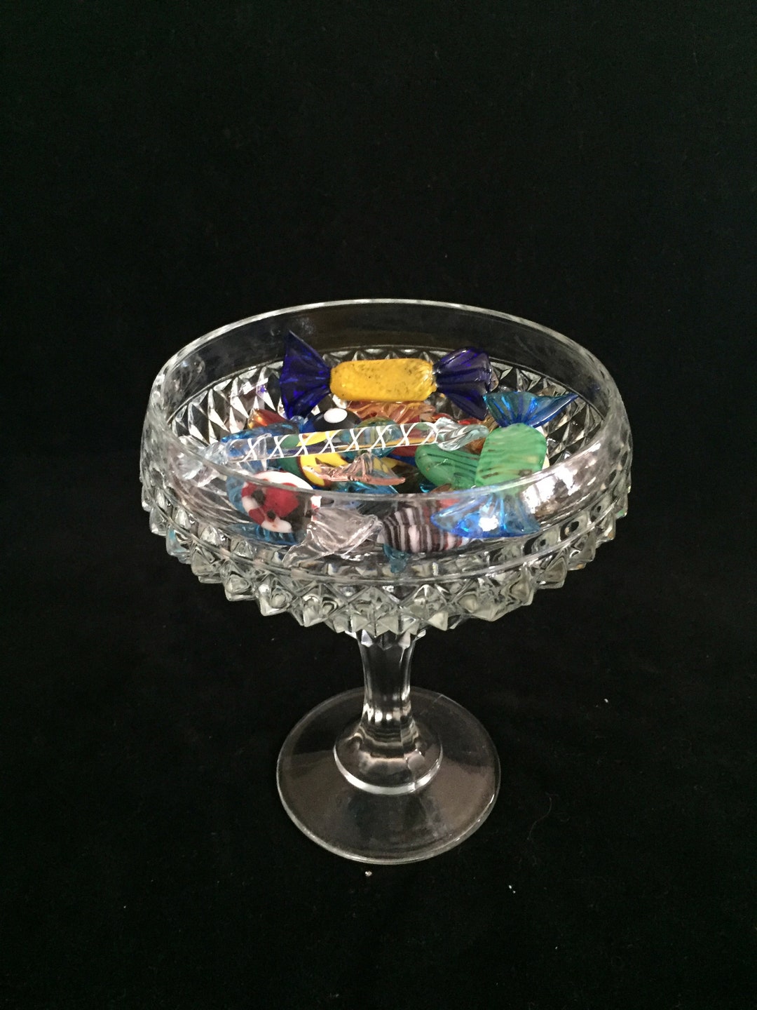 Murano Glass Candies in Cut Glass Candy Dish - Etsy