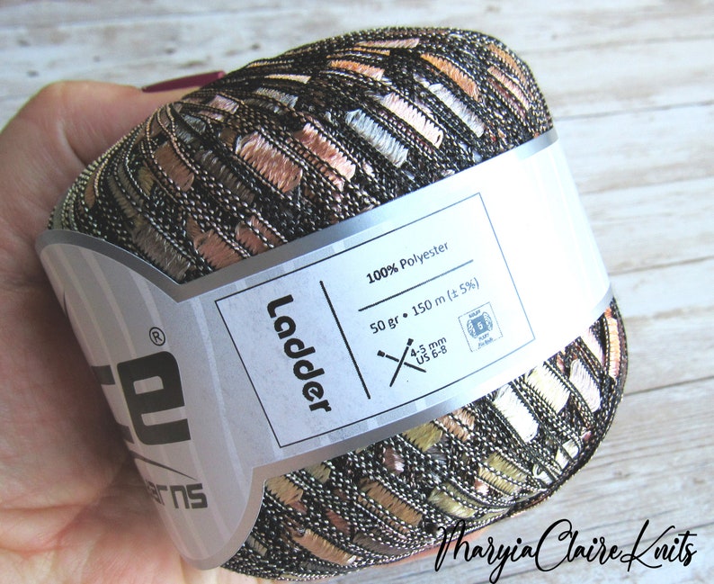 Brown Shades and Cream Ladder Trellis Yarn, Camel-orange and Yellow ...