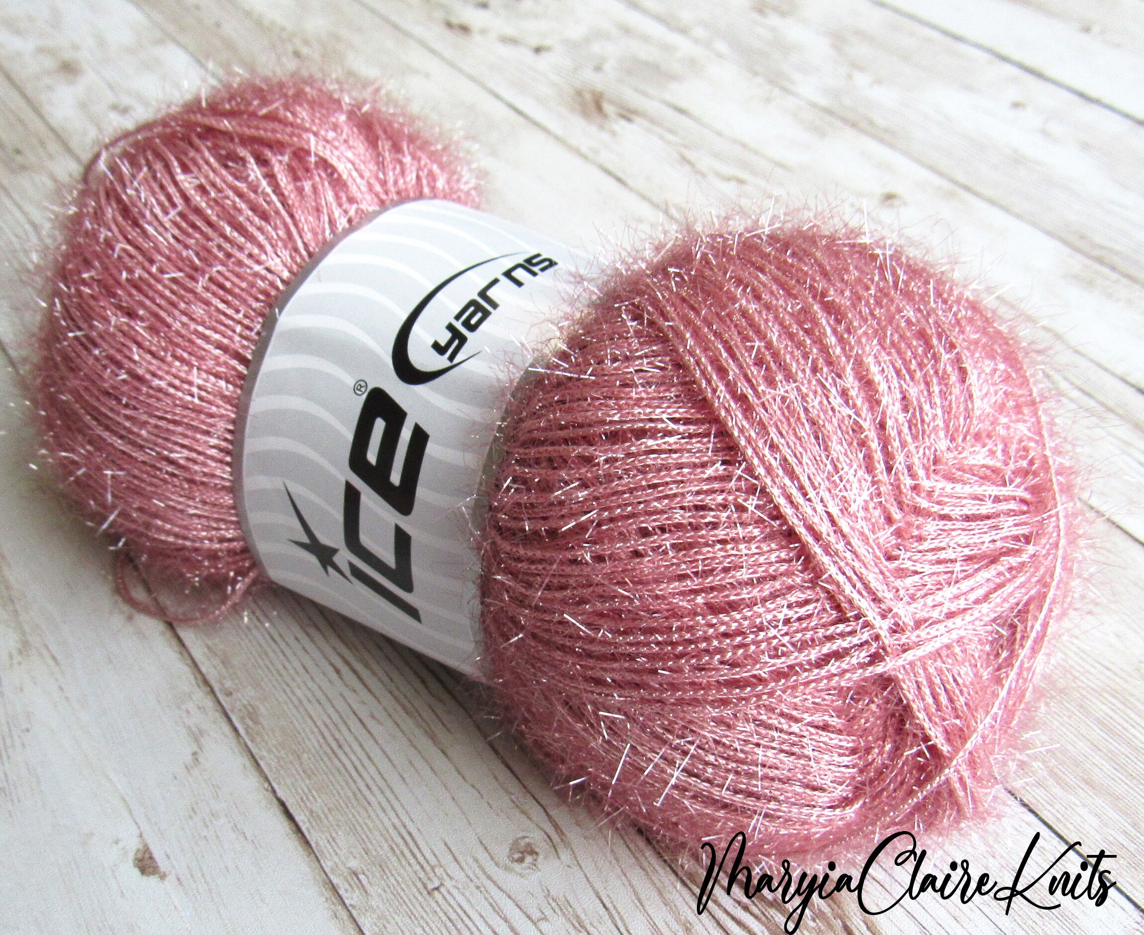 Sparkly Shiny Antique Pink Yarn, Eyelash Knitting Yarn With Metallic ...