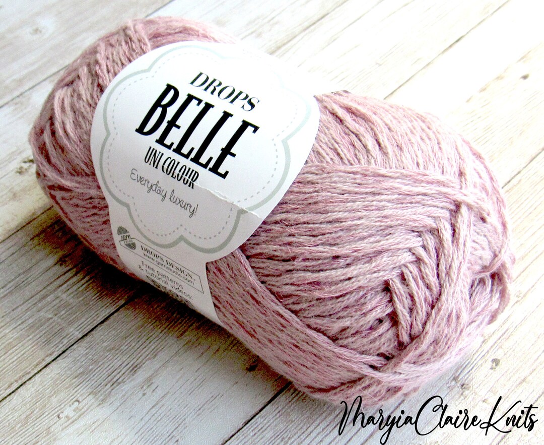 Drops Belle Mauve Yarn Color 16, Light Pink Natural Fiber Yarn Made in ...