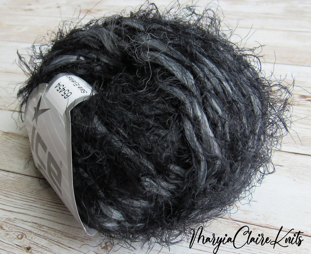 Eyelash Grey Black Yarn for Knitting/crochet, Novelty Wool Yarn With ...