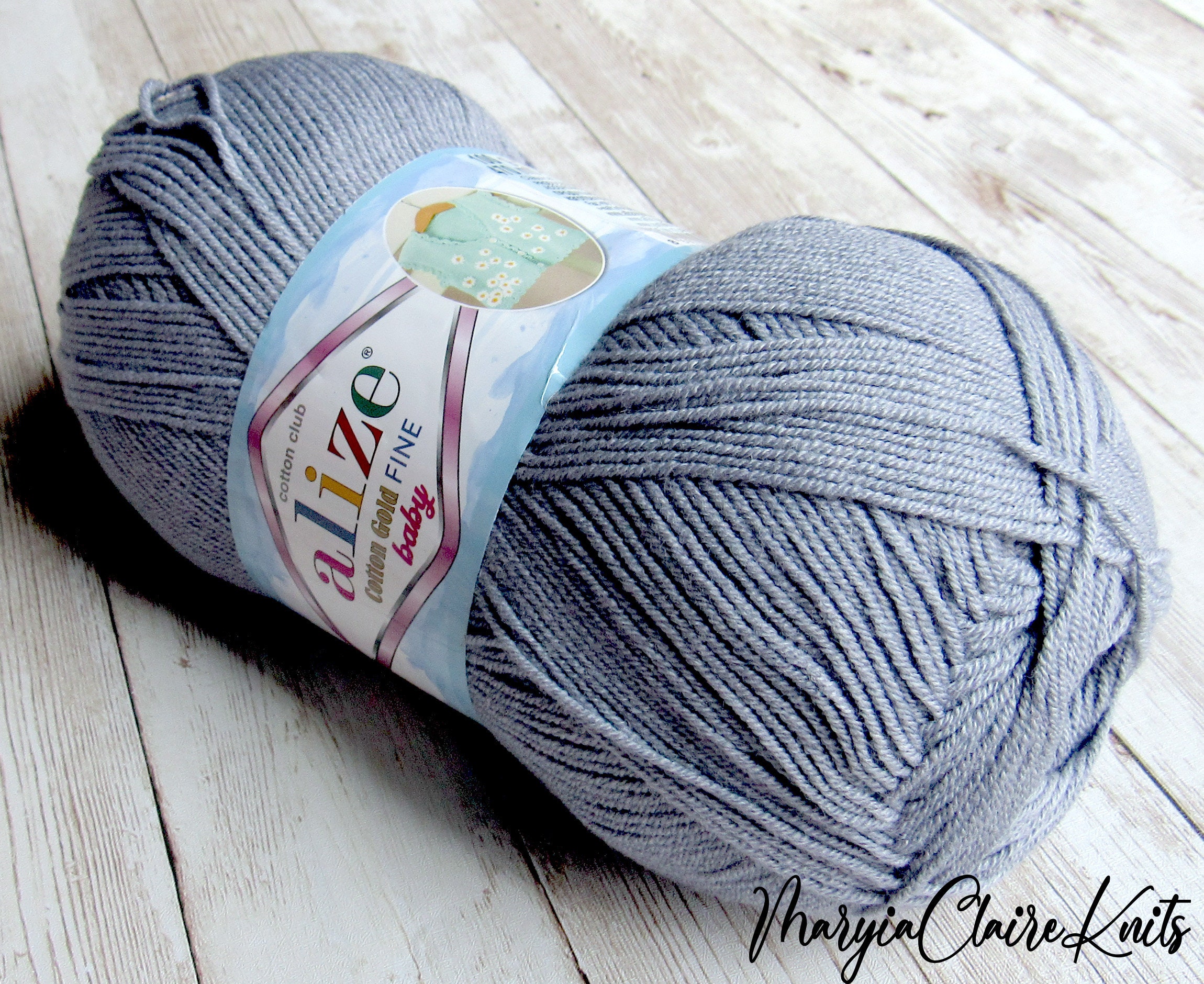 ALIZE Cotton Gold Fine Baby Yarn Coal Grey 87, Lightweight Gray Cotton ...