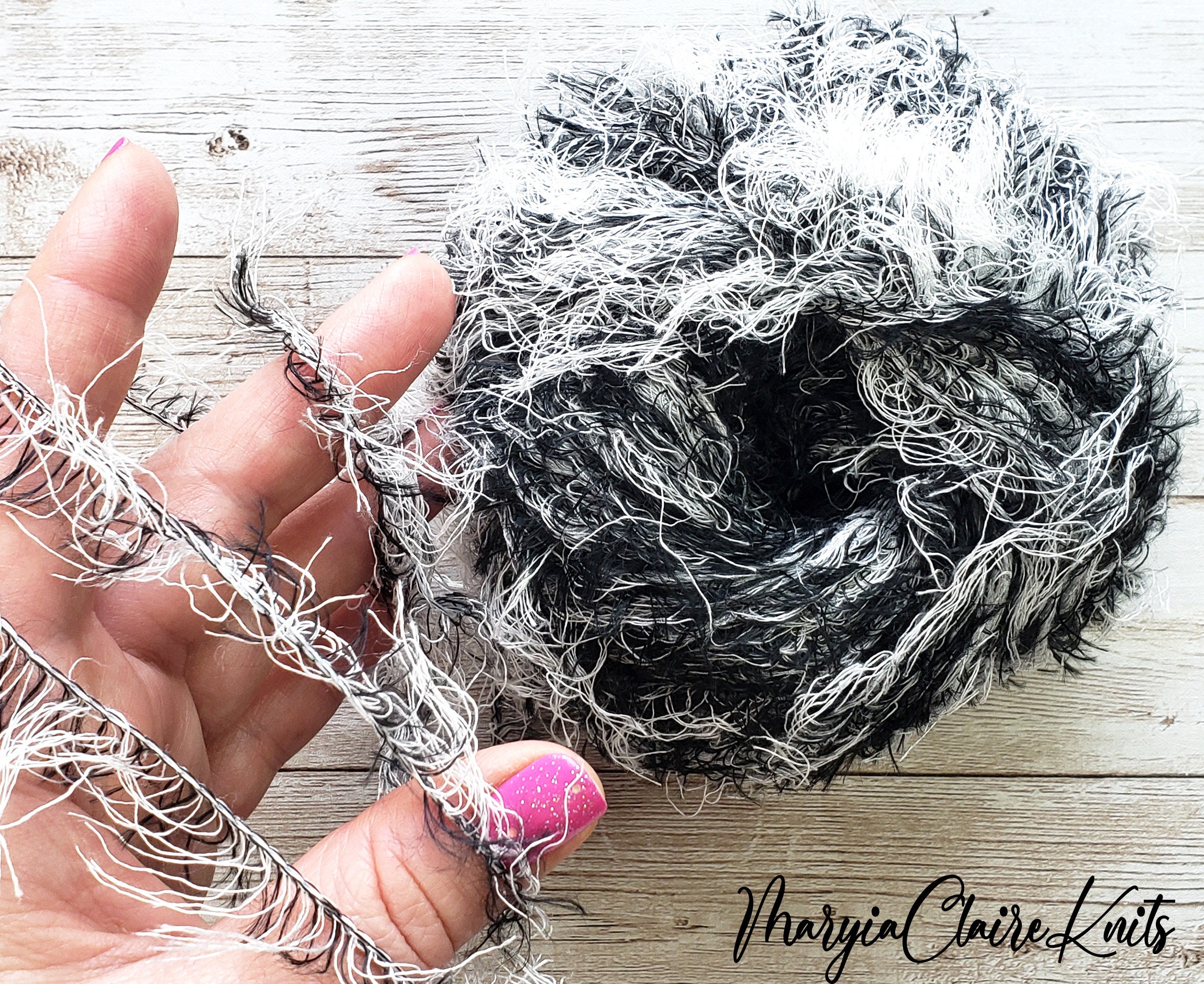 Black and White Eyelash Yarn, Cotton Polyester Blend - Etsy