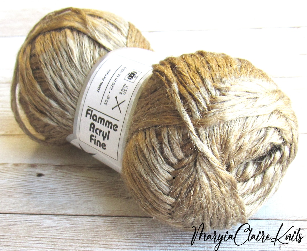 Flamme Acryl Fine Yarn in Camel Brown Color, Thin to Thick Novelty Yarn ...
