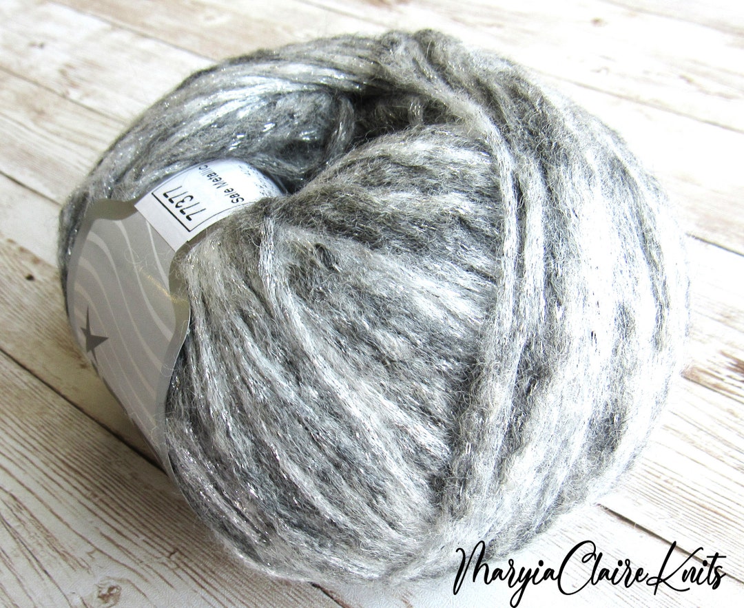 Metallic Silver Yarn, Gray Acrylic Shiny Yarn With Lurex, Grey Sparkly ...