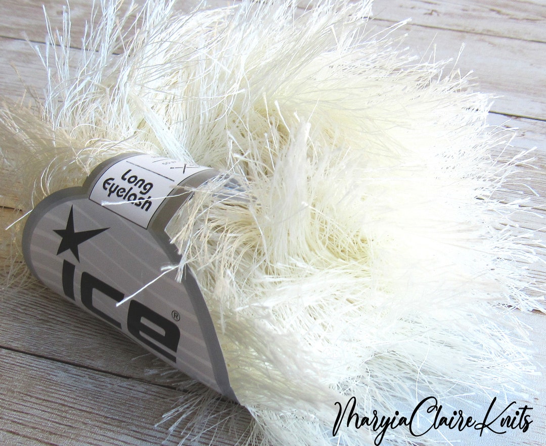 Ecru Extra-long Eyelash Yarn, Eyelash Yarn With Super Long Eyelashes in ...