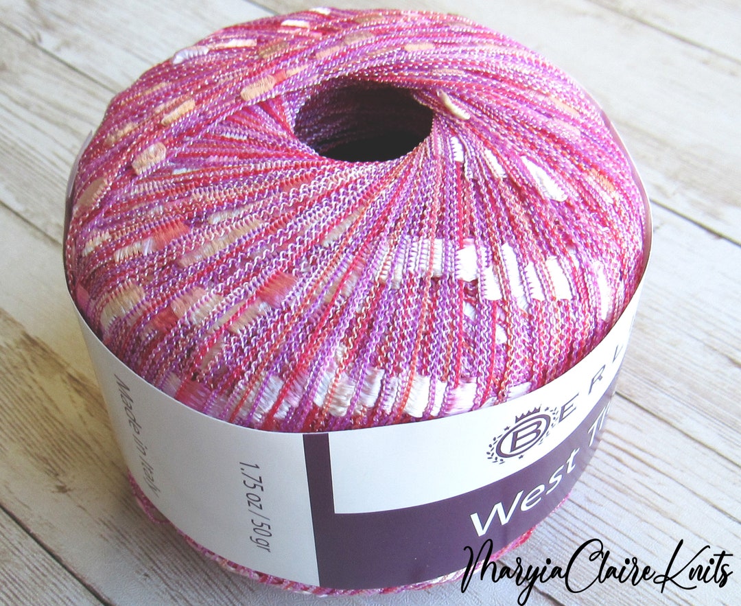 Pink Cotton Candy Ladder Yarn, Italian Viscose Nylon Ribbon (50gr/196 ...