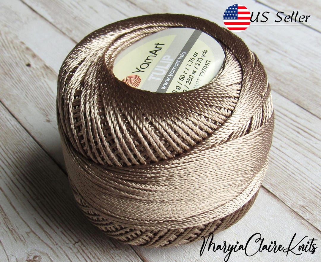 Crochet Thin Light Brown Yarn, Yarnart Tulip 403, Tulip Yarn in Sand ...