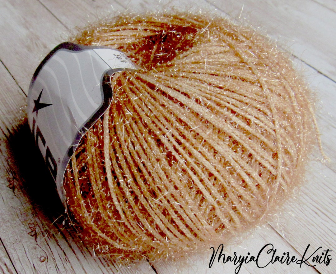 Sparkle Soft Ice Yarn in Dark Gold, Light Brown Eyelash Yarn With ...