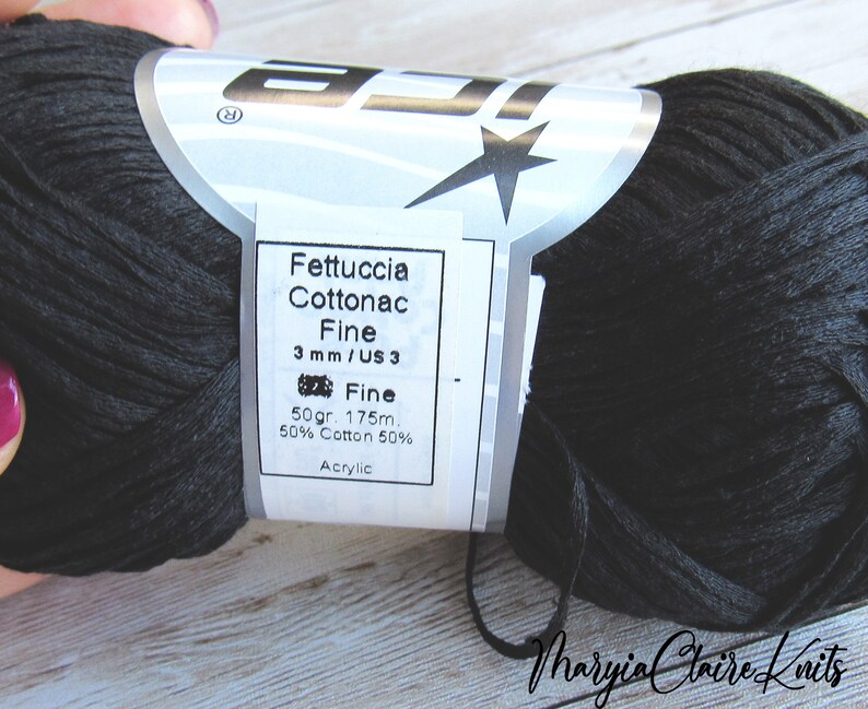 Black Cotton Acrylic Blend Yarn for Sale, Fettuccia Cottonac Fine in ...