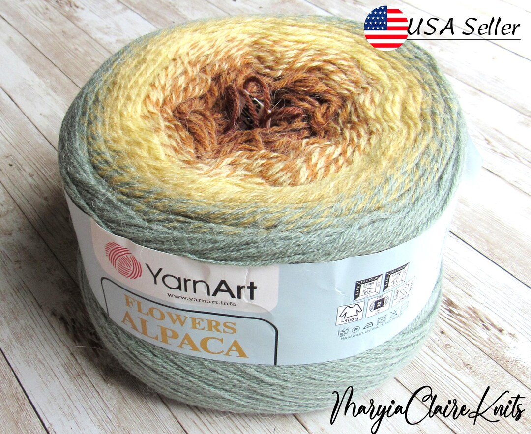 Yarnart Flowers Alpaca Yarn Color 416, Gradient Brown and Green Sage ...