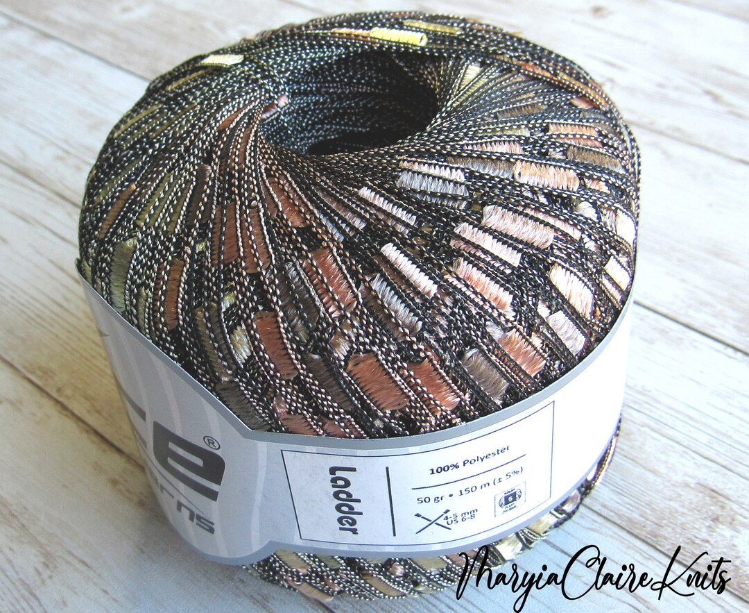 Brown Shades and Cream Ladder Trellis Yarn, Camel-orange and Yellow ...