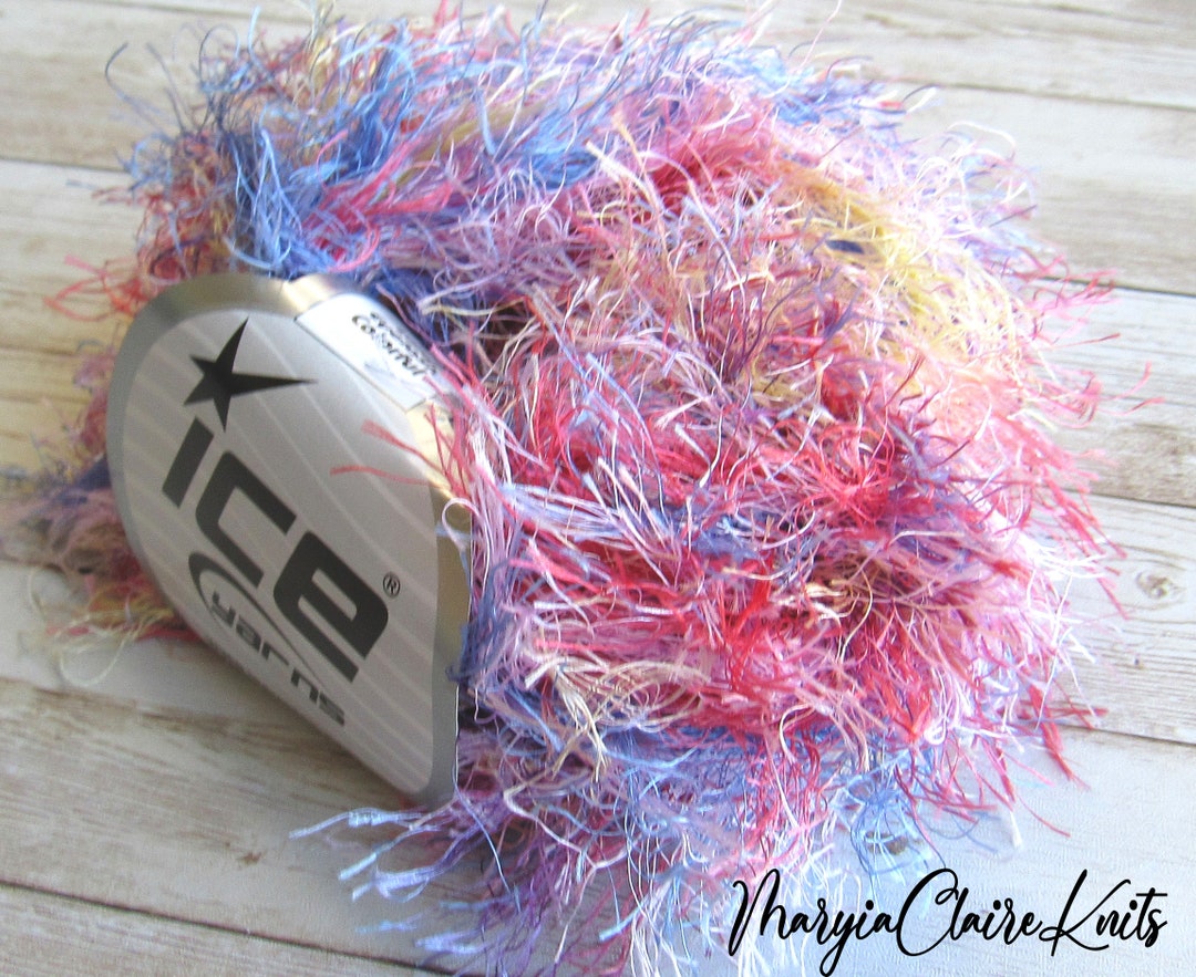 Multicolor Rainbow Extra-long Eyelash Yarn, Long Eyelash Yarn in Yellow ...