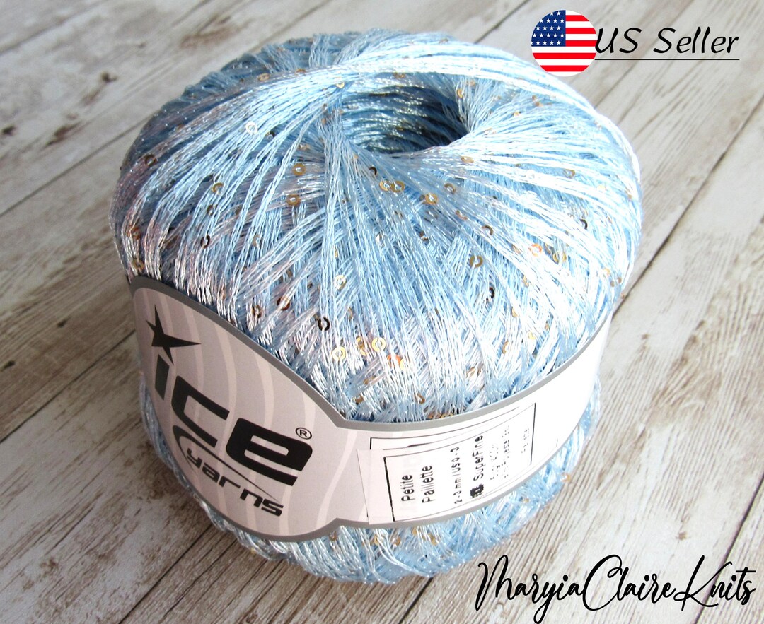 Light Blue Sequin Yarn, Thin Polyester Ice Yarns (50g) - Etsy