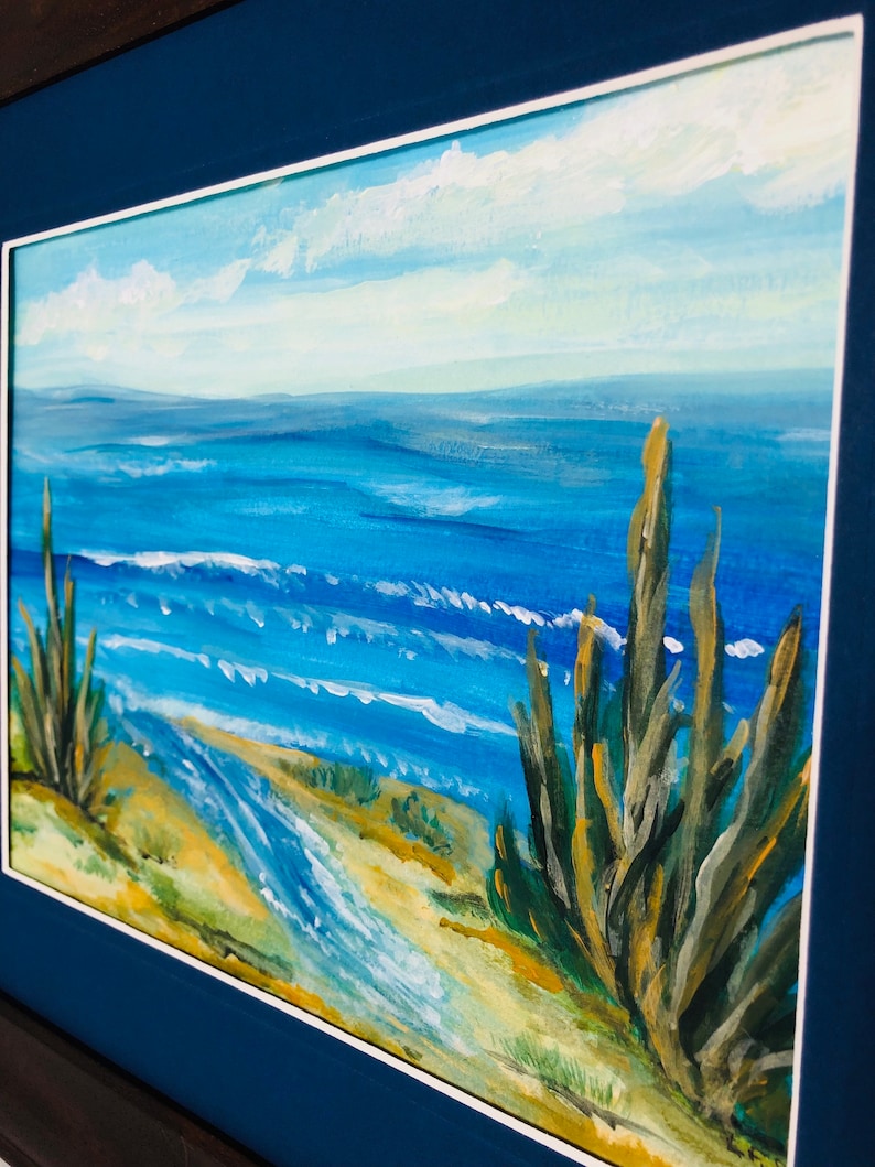 Hand Painted Beach Seascape Painting, Seascape Beach Original Painting ...