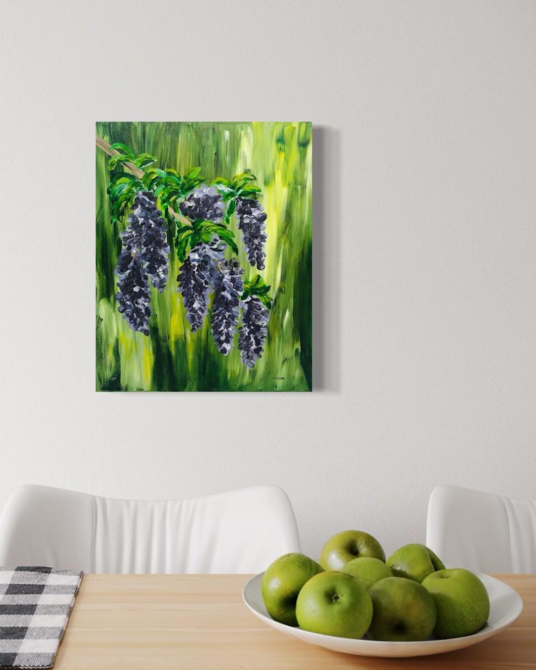 Wisteria Artwork Original, Wisteria Flower Painting, Abstract Purple ...