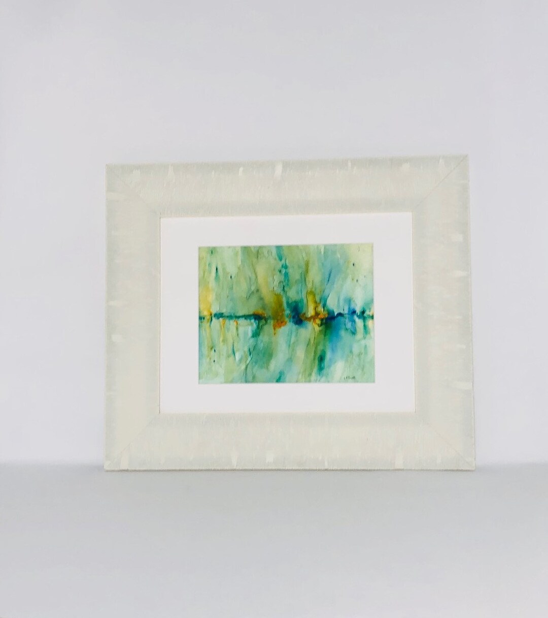 Abstract Reflection Watercolor Painting, Original Watercolor Green ...