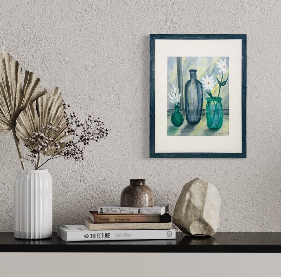 Cheerful Daisy Acrylic Painting, Unframed Art for Window Display ...