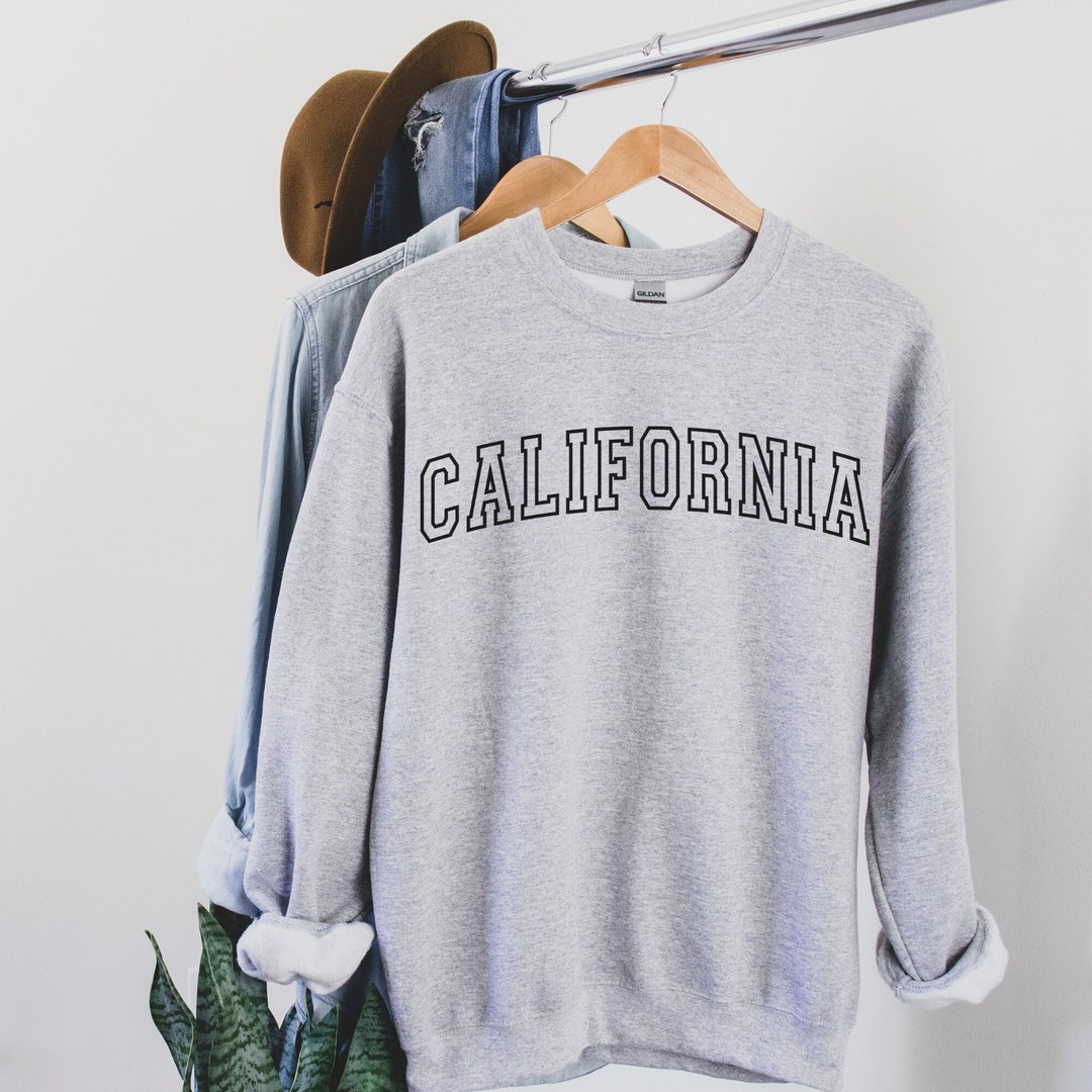 California Crewneck Sweatshirt, CA White and Gray Sweatshirt - Etsy