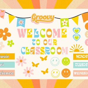Retro Groovy Bulletin Board Kit Bulletin Board Classroom Decor - Etsy