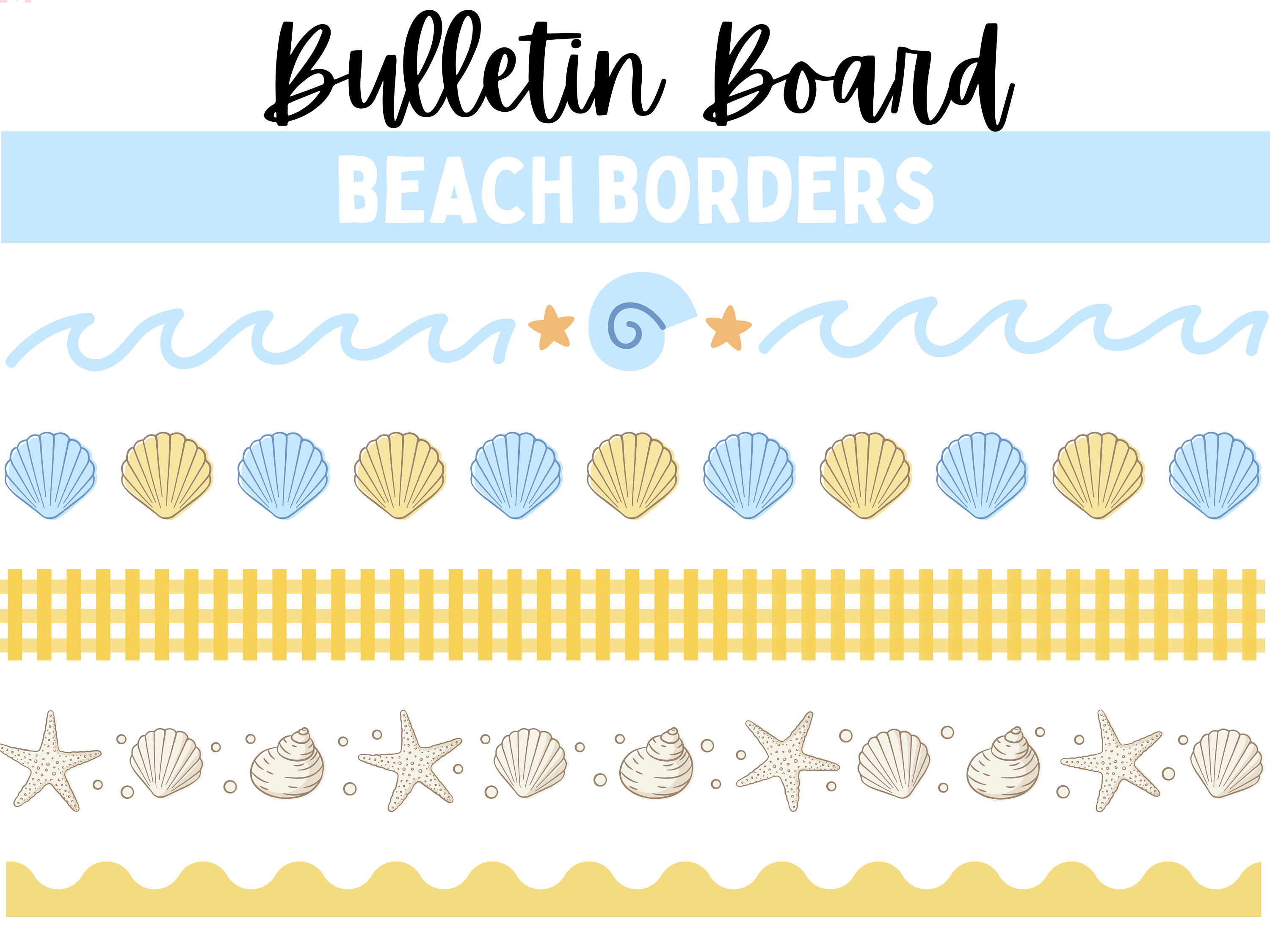 PRINTABLE Beach Bulletin Board Borders | Printable Classroom Borders ...