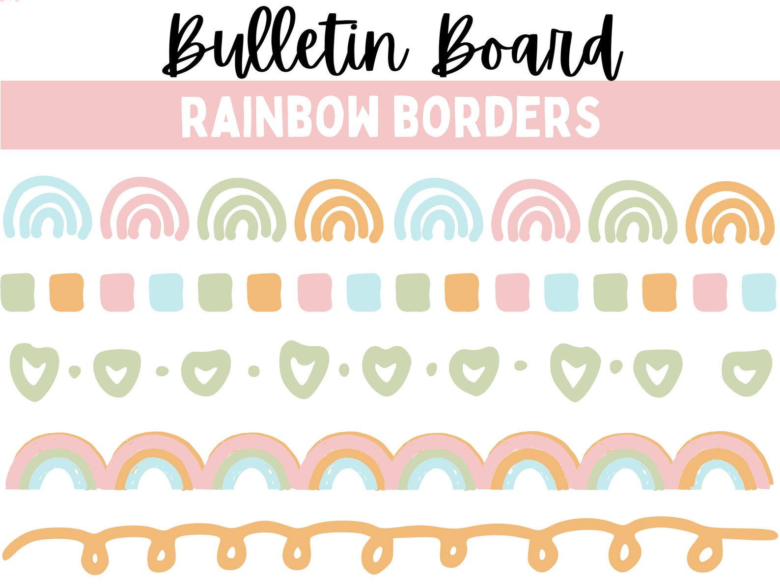 PRINTABLE Rainbow Bulletin Board Borders | Printable Classroom Borders ...