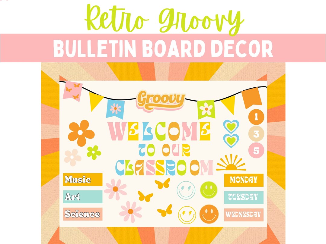 Retro Groovy Bulletin Board Kit Bulletin Board Classroom Decor - Etsy
