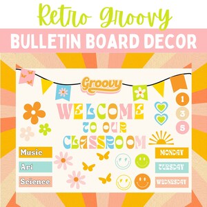 Retro Groovy Bulletin Board Kit Bulletin Board Classroom Decor - Etsy