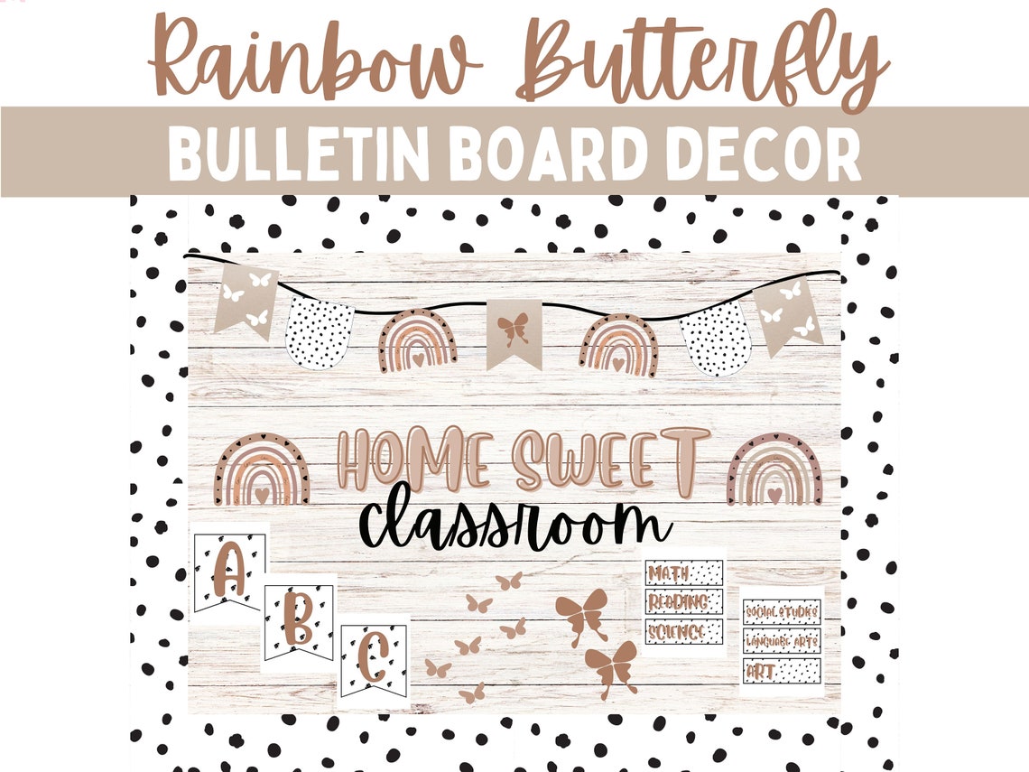Rainbow Butterfly Bulletin Board Kit - Bulletin Board Classroom Decor ...