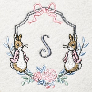 Embroidered Peter Rabbit Wall Art for Baby Girl W/ Personalized Initial ...