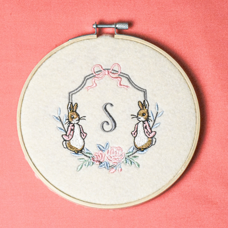 Embroidered Peter Rabbit Wall Art for Baby Girl W/ Personalized Initial ...