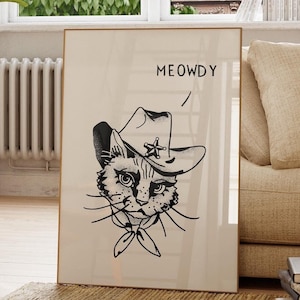 Cowboy Cat Art Print, Funny Western Decor (digital Download) - Etsy