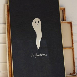 French Ghost Print Quirky Halloween Decor Cute Ghost Poster Minimalist ...