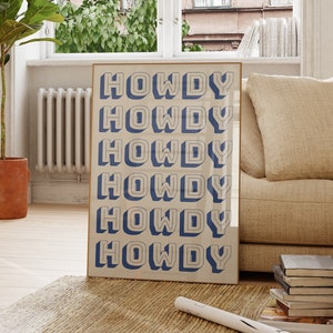 Retro Howdy Poster Vintage Western Wall Art Typography Print Southern ...