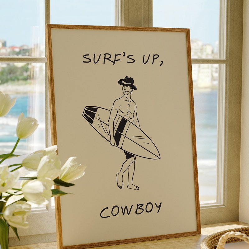 Surf Cowboy Print - Etsy