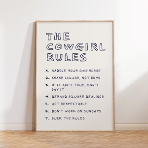 Trendy Cowgirl Print Western Typography Poster the Cowgirl Rules Print ...