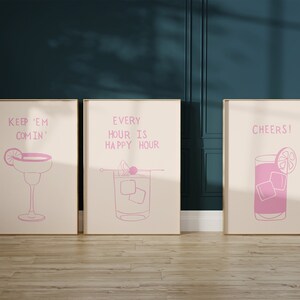 Modern Bar Art Prints Pale Pink Drink Posters Cocktail Prints Bar Cart ...