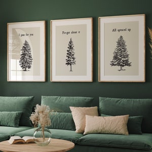 Vintage Christmas Tree Prints Cute Holiday Wall Art Christmas - Etsy