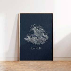 La Mer Print Vintage Ocean Poster Coastal Home Decor Minimalist Beach ...