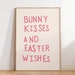 Pink Easter Print Bunny Poster Cute Spring Wall Art Easter Decor Pink ...