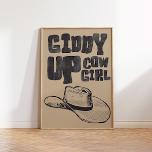 Retro Cowgirl Poster Vintage Western Wall Art Cowboy Hat Print Wild ...