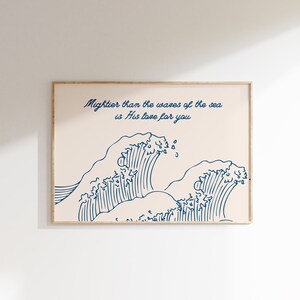 Mightier Than the Waves Art Print Minimalist Christian Wall Art Psalm ...