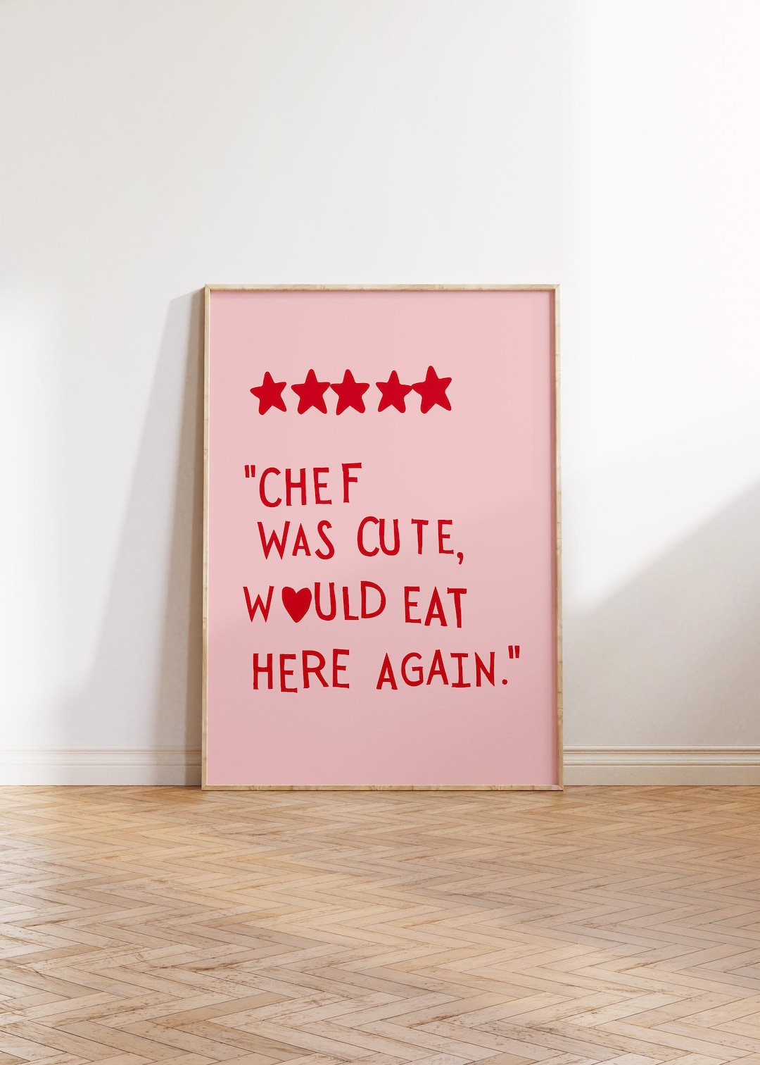 Chef Was Cute Print Aesthetic Kitchen Decor Red Heart Poster Cute ...