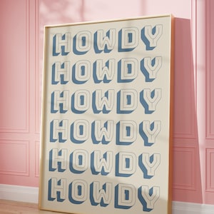 Retro Howdy Poster Vintage Western Wall Art Typography Print Southern ...