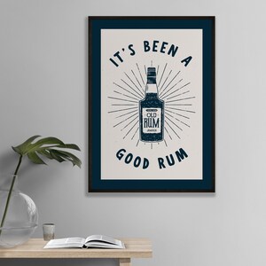 Retro Rum Print Bar Cart Wall Art Vintage Liquor Poster Bar Printable ...